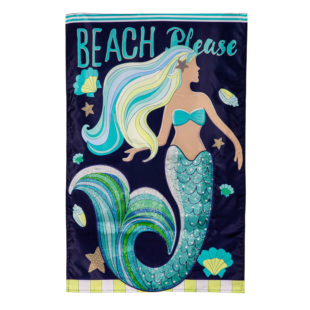 Mermaid Beach Applique House Flag – Mermaid Cove
