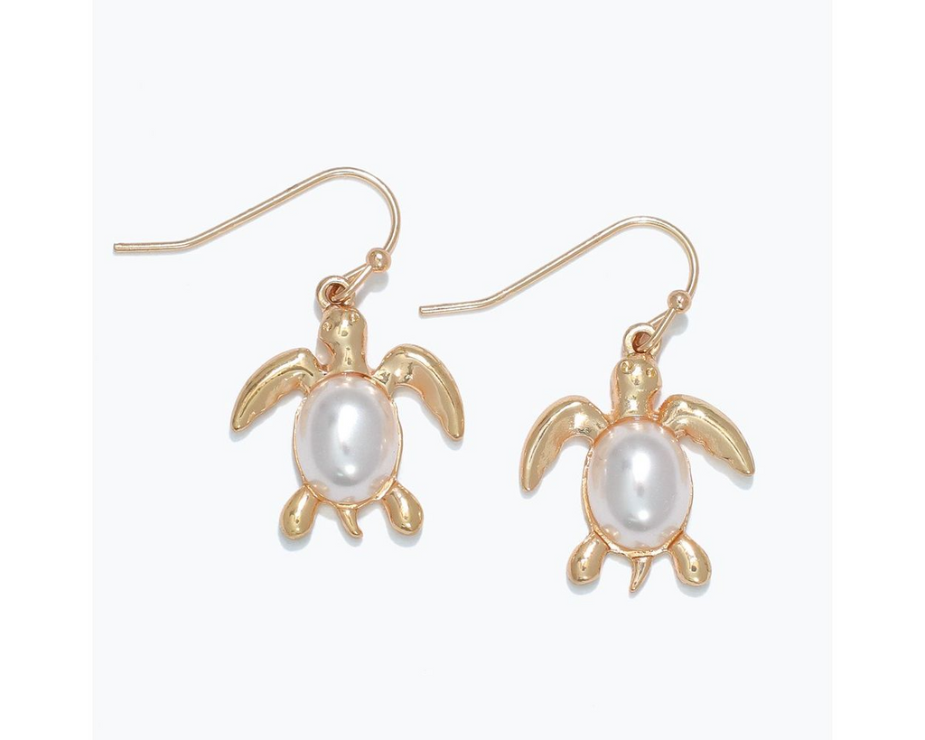 Gold Turtles With Pearls Earrings – Mermaid Cove