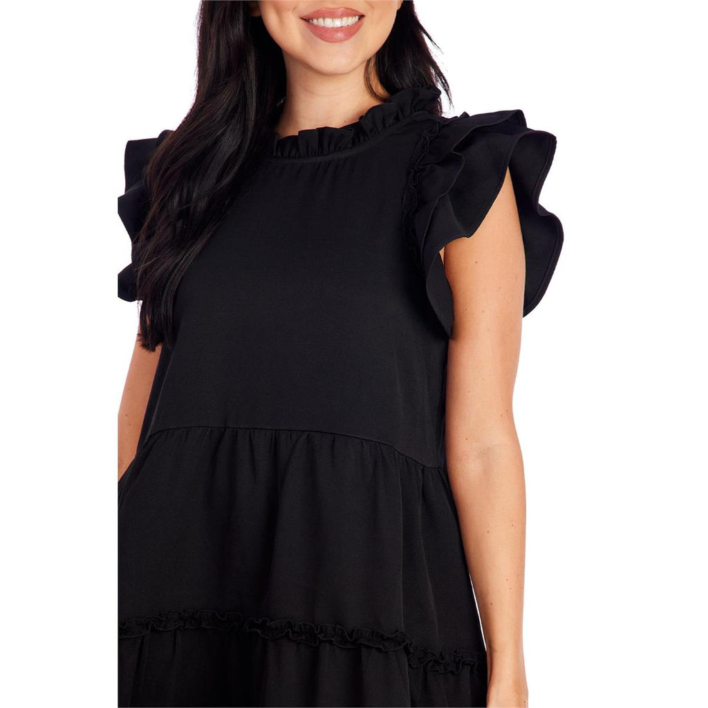 Pope Ruffle Dress in Black – Mermaid Cove