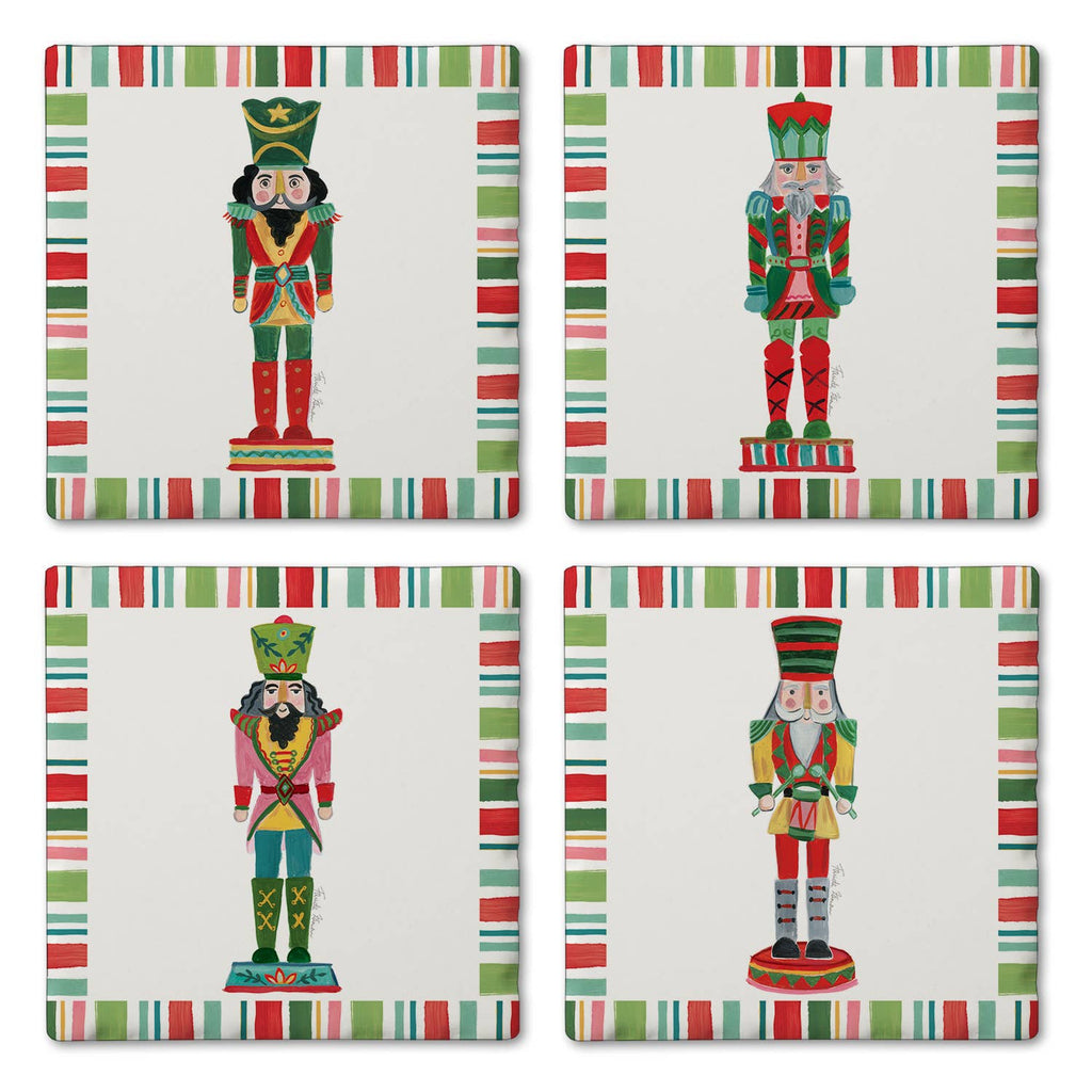 "Holiday Nutcrackers" 4 Pack Assorted Image Coaster Set – Mermaid Cove