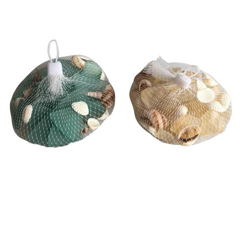Seaglass and Shells Net Bag *Blue or Natural* – Mermaid Cove