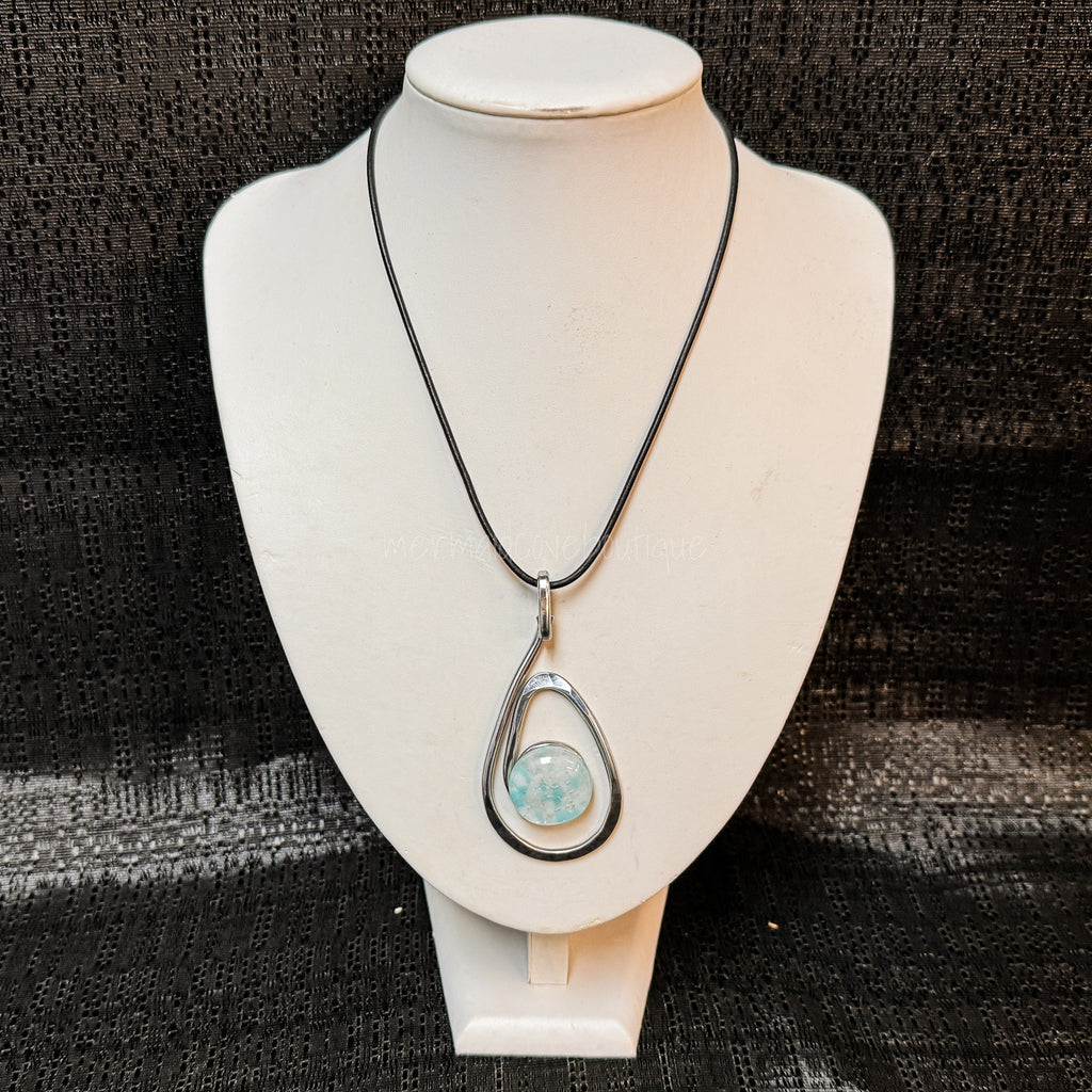 Teardrop Pendant Necklace - Sky Blue – Mermaid Cove