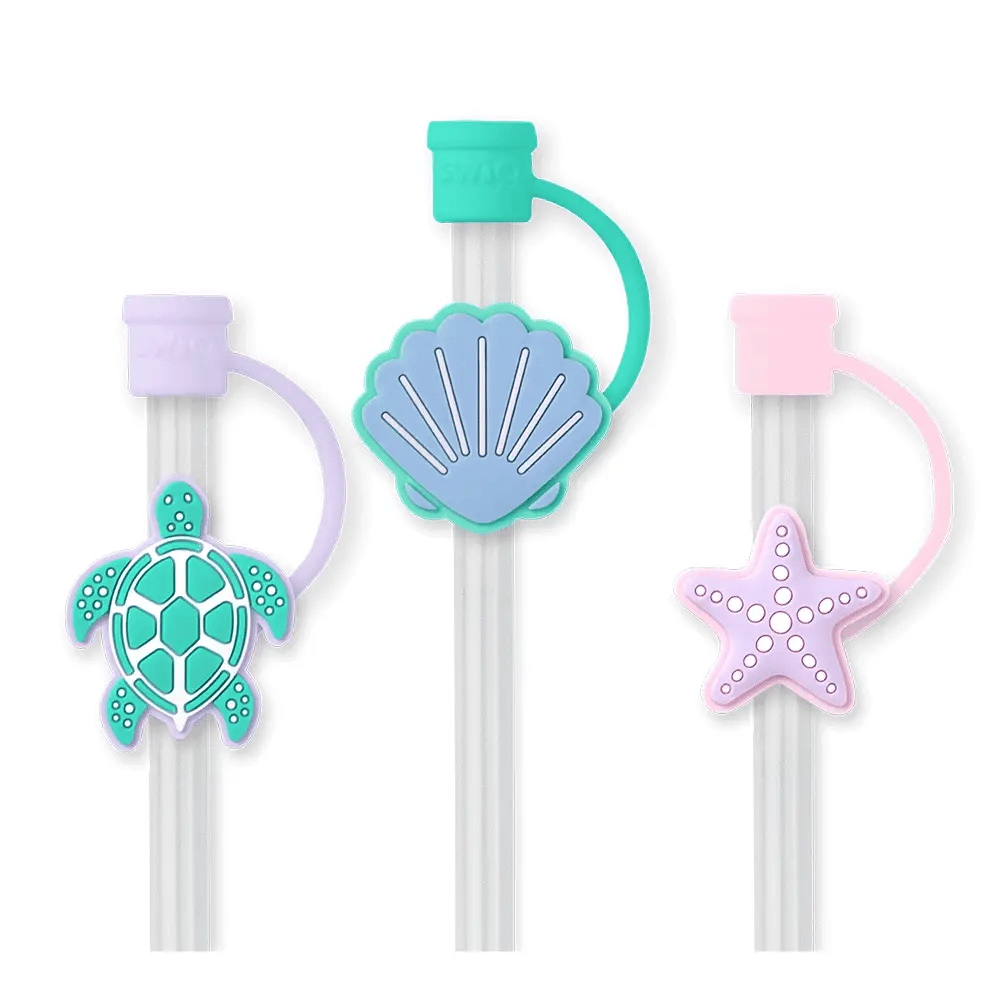 Straw Topper Set in Sea Swirl – Mermaid Cove