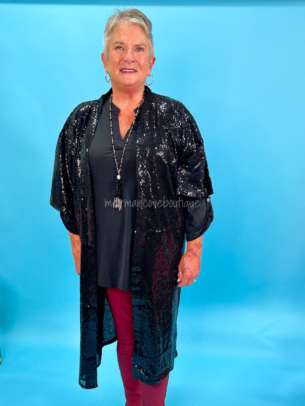 Sparkle Nights Duster In Black – Mermaid Cove
