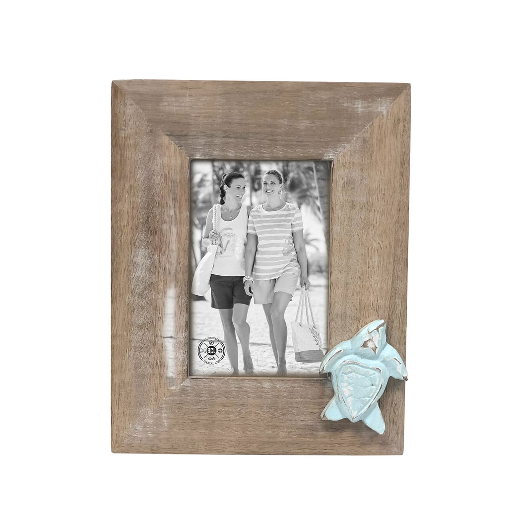 Whitewashed Turquoise Turtle 4X6 Frame – Mermaid Cove
