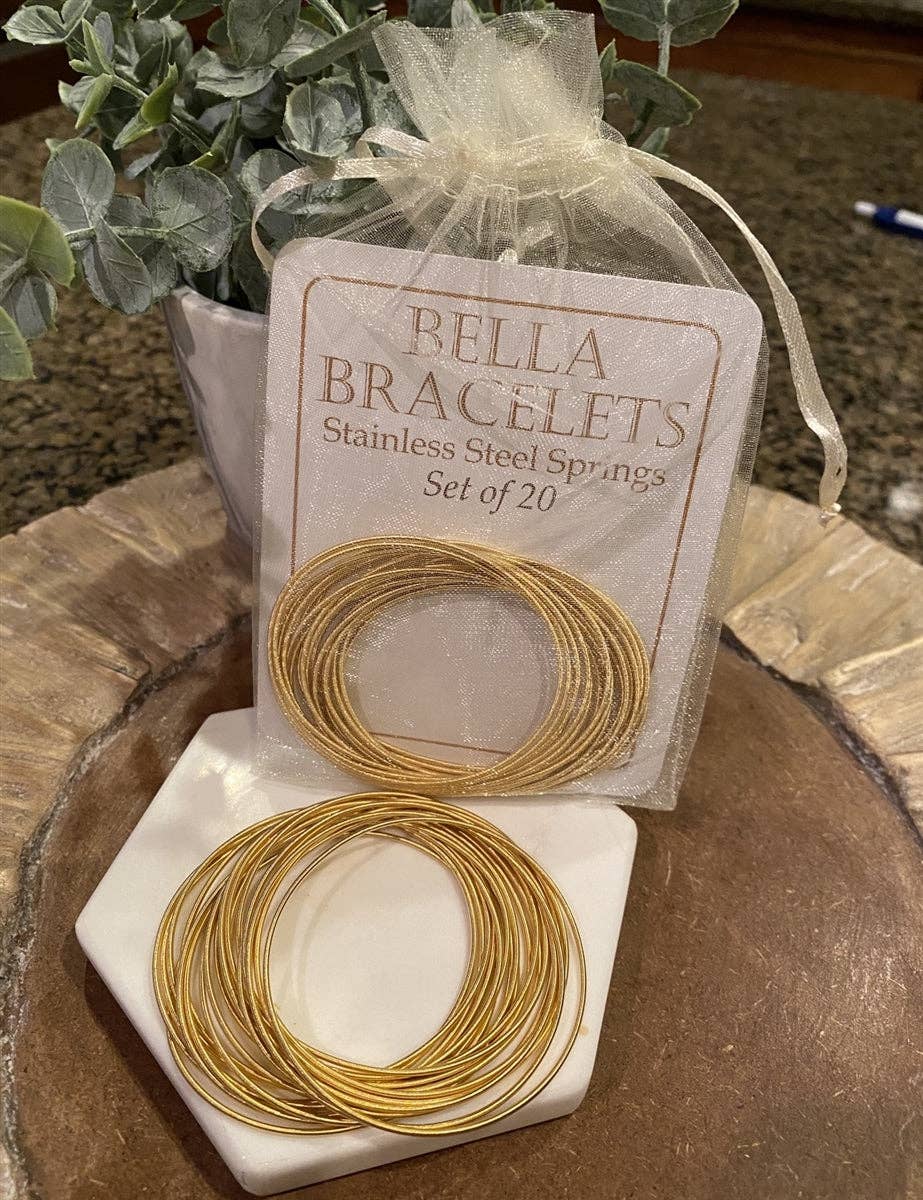 "Bella Bracelets" Gold Set of 20 Stainless Steel Bracelets – Mermaid Cove