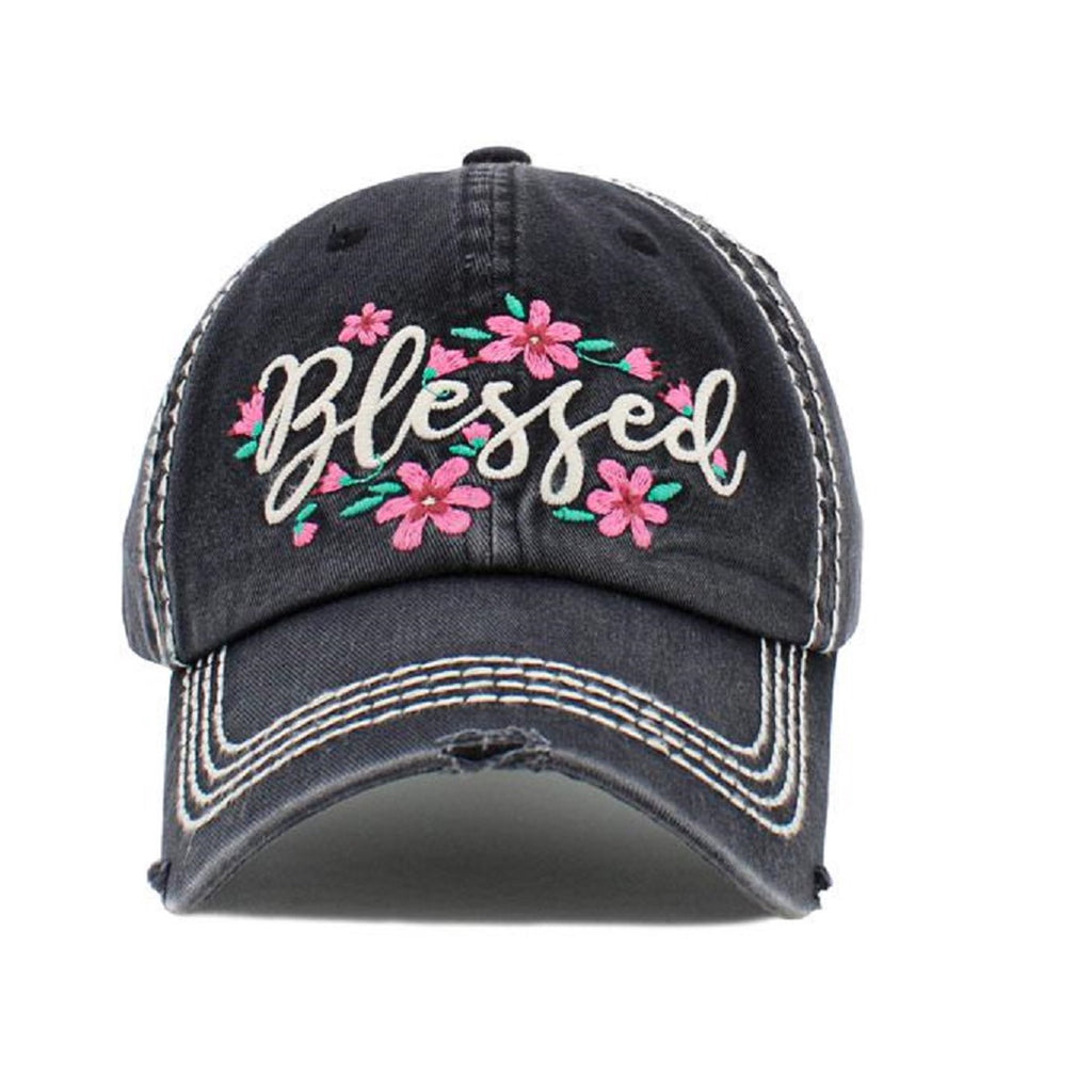 Blessed Hat with Flowers in Black – Mermaid Cove