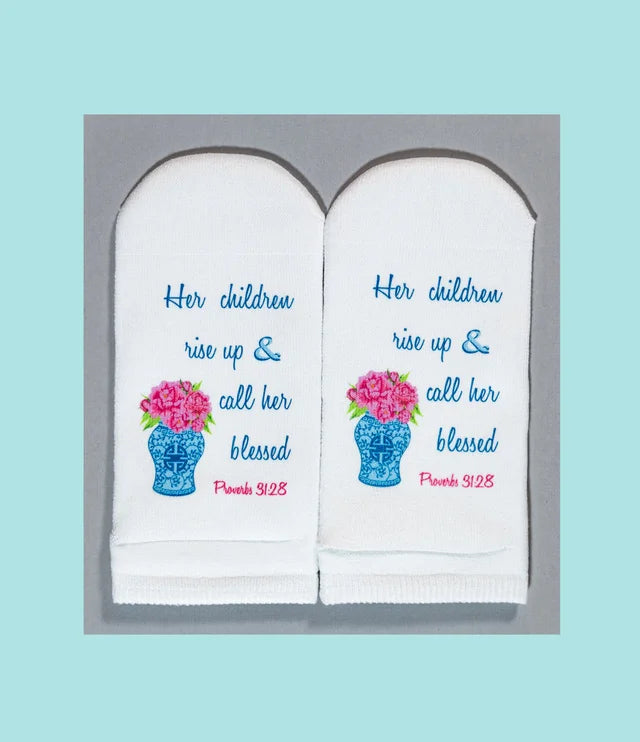 Buy Standing on the Word Socks Ginger Jar Flowers with Verse: proverbs ...