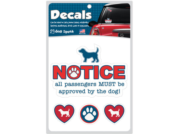 Notice: All Passengers Must Be Approved By The Dog - Decal Sheet ...