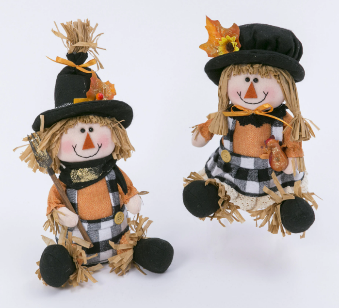 10"H Plush Sitting Scarecrow Figurine – Mermaid Cove